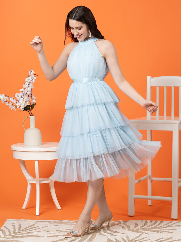 Sky Blue Mesh Dress