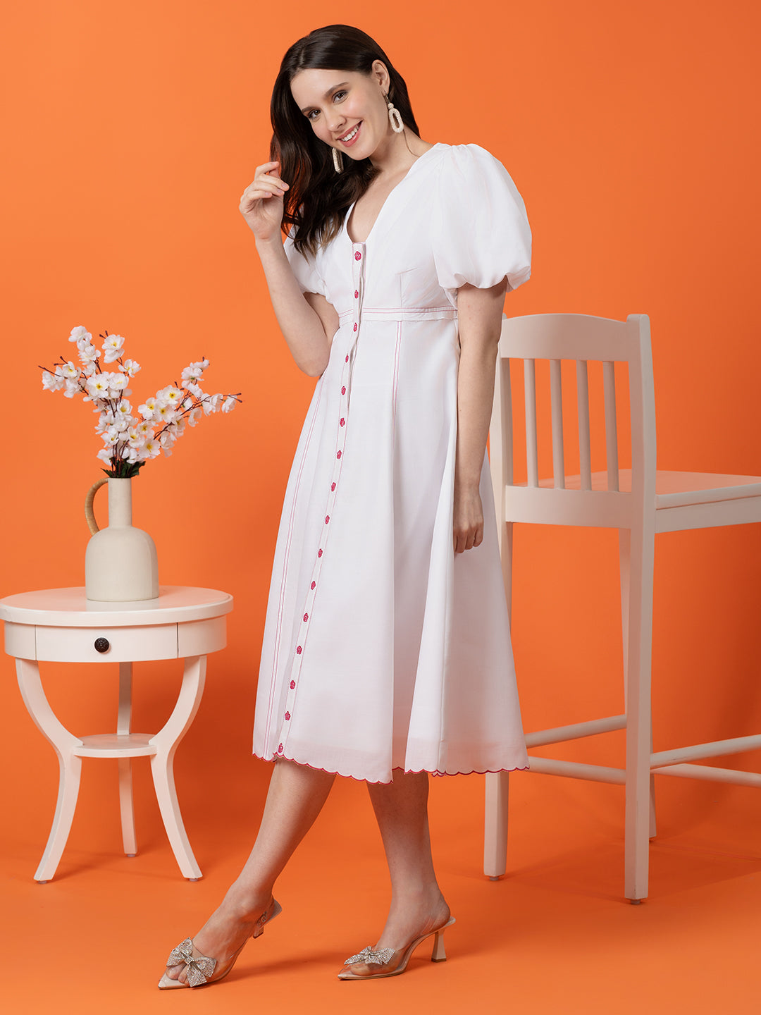 White Rose Embroidered Dress
